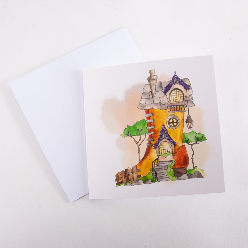 Debbie Shore Fairy Tale Houses Greeting Card - Boot House – Debbie ...