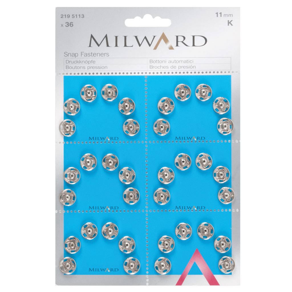 Milward Snap Fasteners - Silver 11mm 36 Pieces – Debbie Shore Sewing