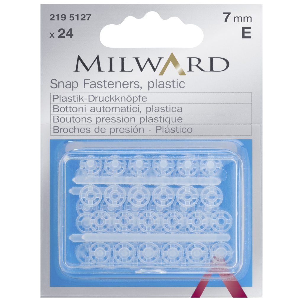 Milward Snap Fasteners: Transparent 7mm 24 Pieces – Debbie Shore Sewing