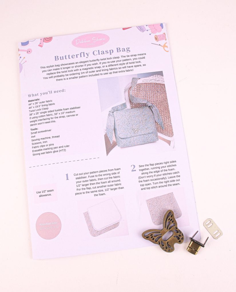 Butterfly Clasp Bag Instructions and Lock - Bronze – Debbie Shore Sewing