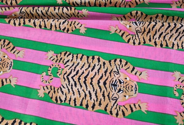 EOB Bhawana Screen Printed Cotton - Tiger Stripe Lilac and Green - 1 ...