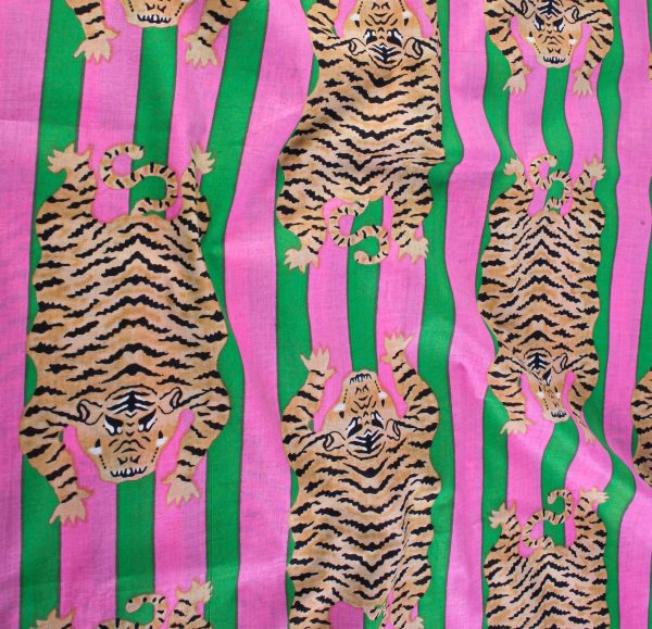 EOB Bhawana Screen Printed Cotton - Tiger Stripe Lilac and Green - 1 ...