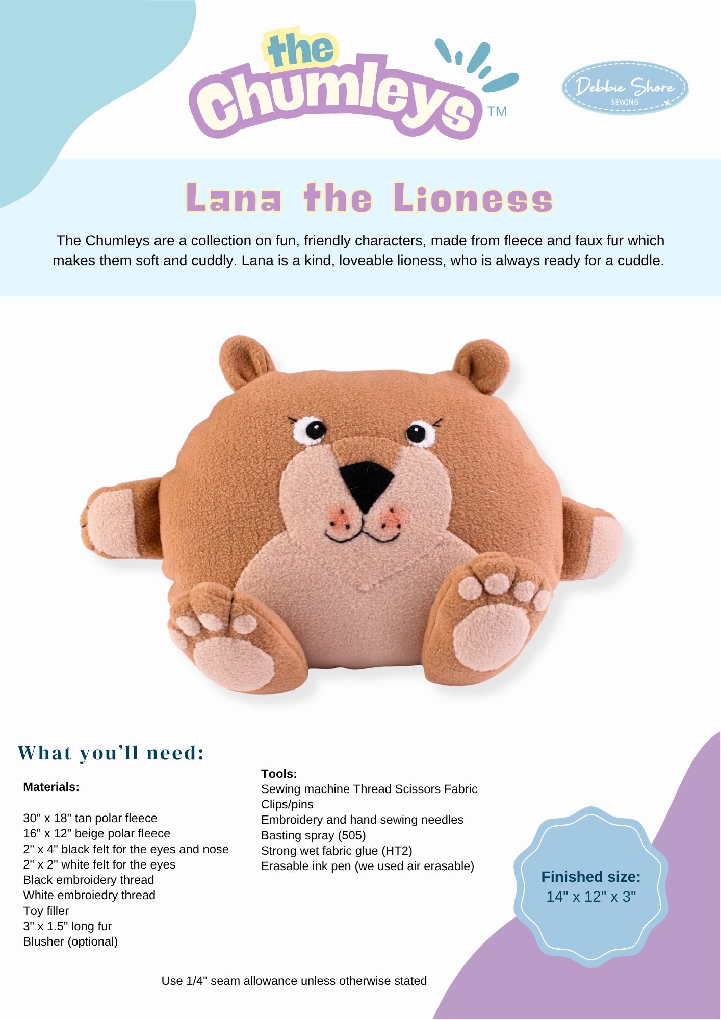 The Chumleys! - Lana the Lioness - Paper Pattern and Instructions ...